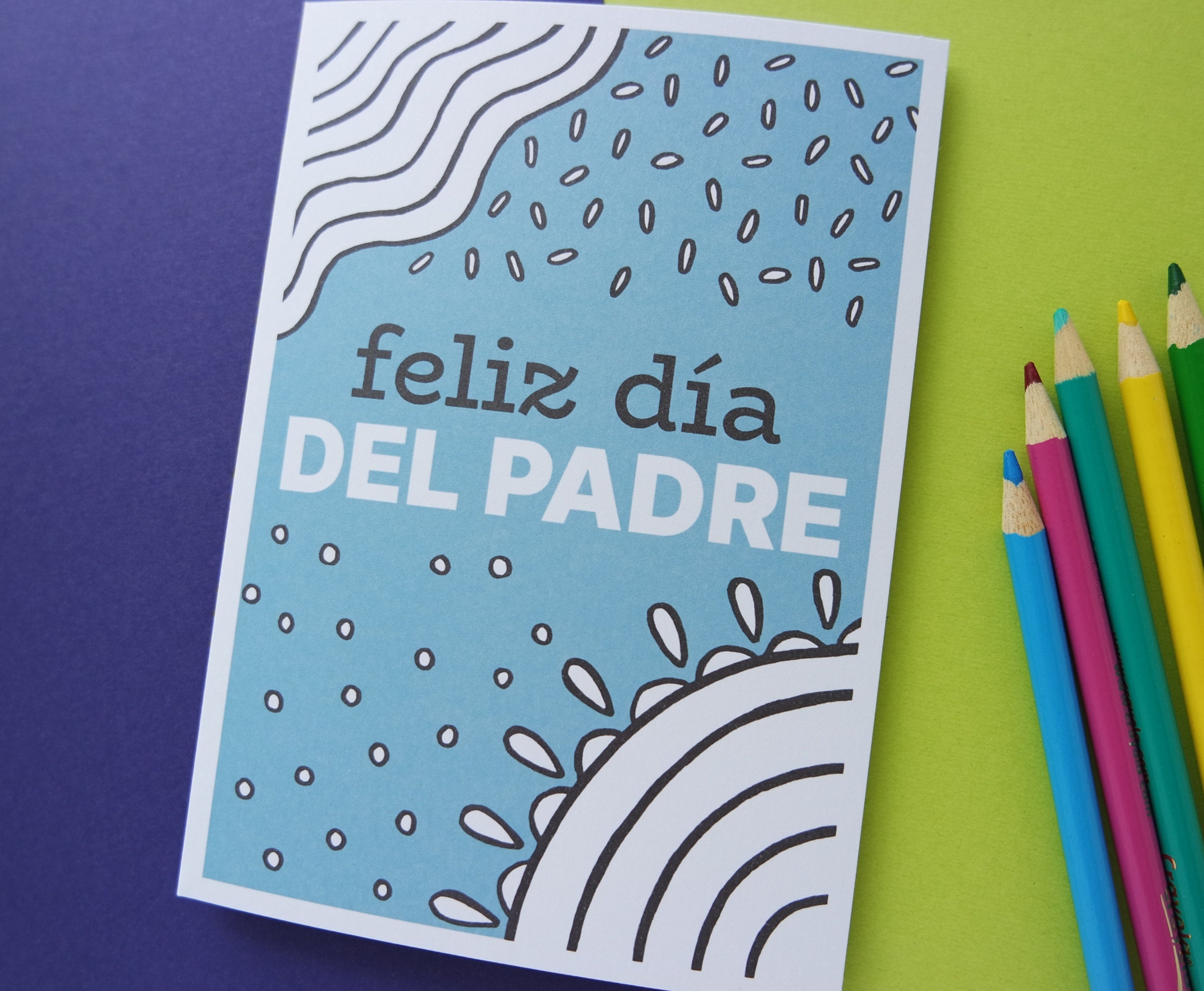 Fathers Day in Spanish Printable Card for Kids to Color 2 Designs Plus ...