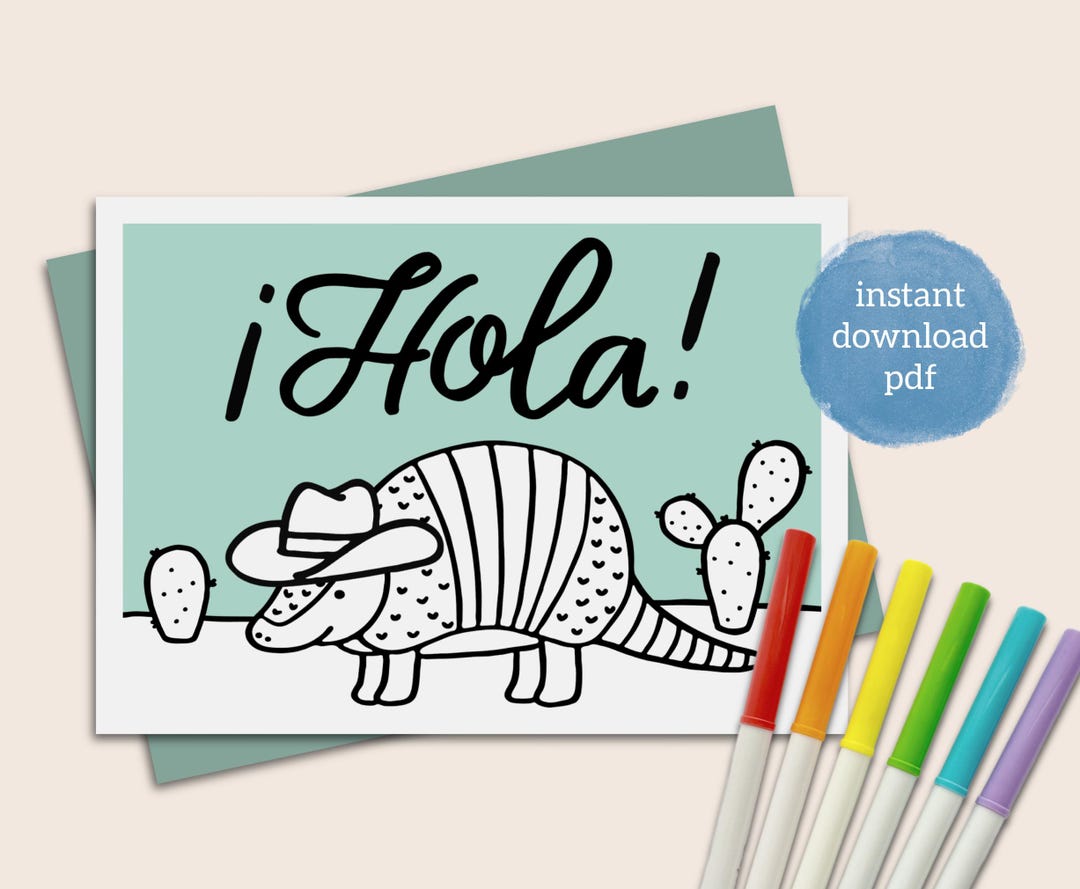 Printable Spanish Greeting Card Hola Card for Kids to Color in Plus ...