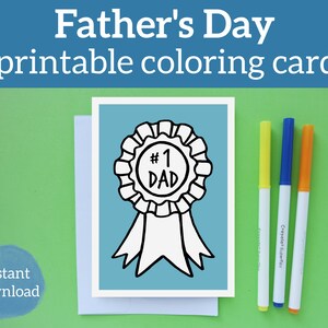 Number 1 Dad Happy Fathers Day Coloring Page Card Printable - Etsy