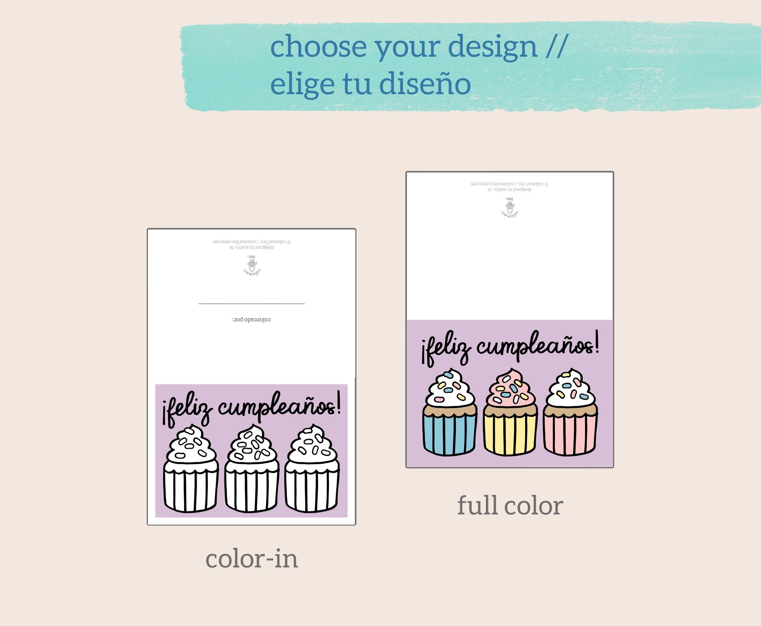 Feliz Cumple Spanish Birthday Cards 5x7 Greeting Card and Envelope for ...