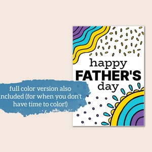 Printable Father’s Day Arts and Crafts Card for Kids to Color, 2 ...