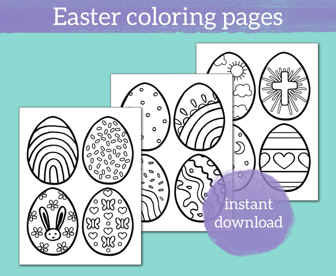 Easter Egg Coloring Pages Printable Easter Pictures to Color - Etsy