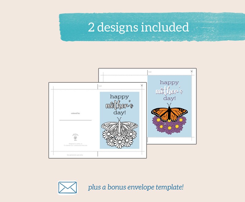 Printable Mother's Day Coloring Card Mother's Day Butterfly Card With ...