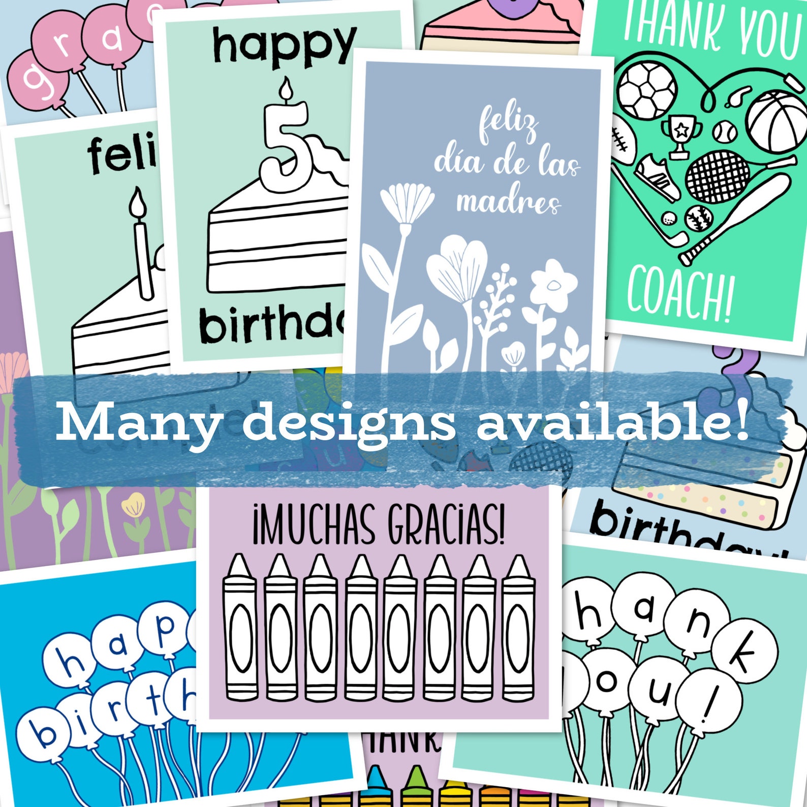 Printable Foldable 5th Happy Birthday Coloring Card 5 - Etsy