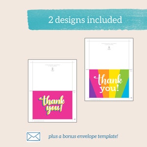 Thank You Card Printable Rainbow Design Thank You Notes to Print, 3 ...
