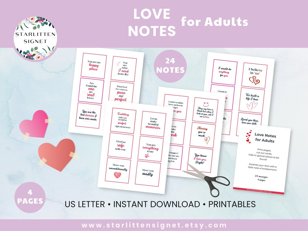 Love Notes Lunch Notes Love Printables Print at Home - Etsy