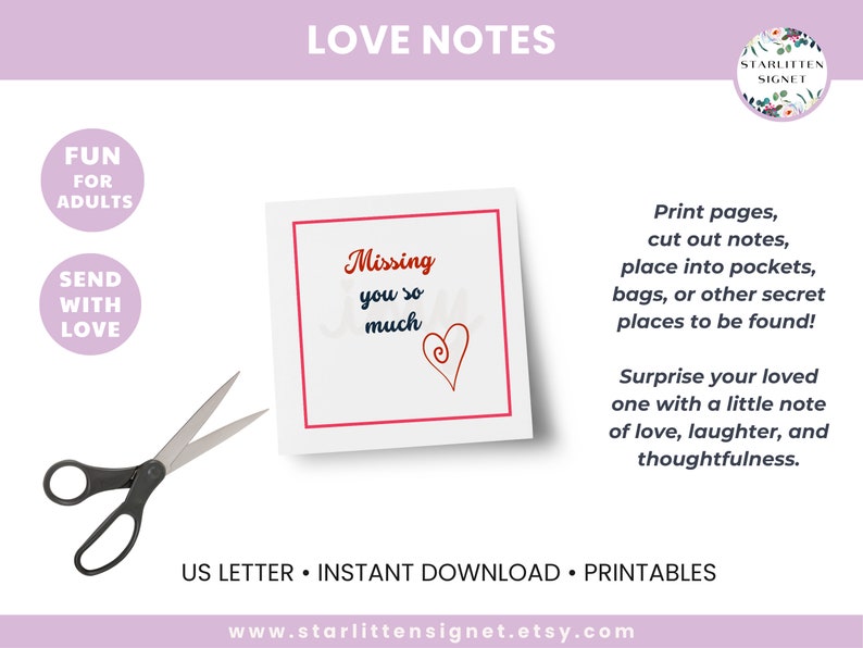 Printable * Love Notes, Lunch Notes, 24 Love Messages - Print at Home ...