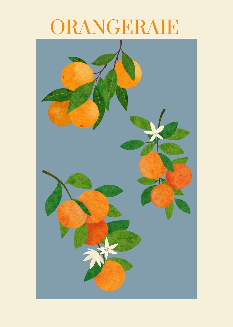 Orangeraie Wall Decor Orange Fruit Art Wall Art Print Trendy Citrus ...