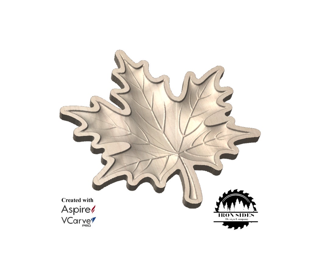 Maple Leaf 3D Tray, Dish, CNC File, Vectric Aspire 11.5, Vectric Vcarve ...