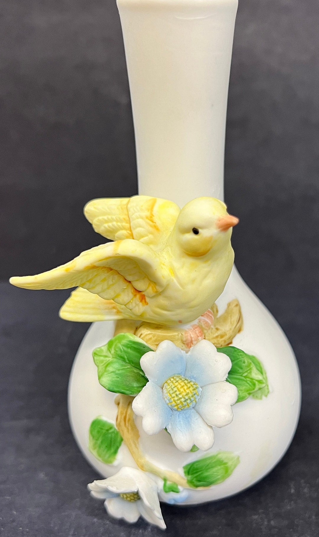 Vase for Flowers With Beautiful Canary, Floral Design With Yellow Bird ...
