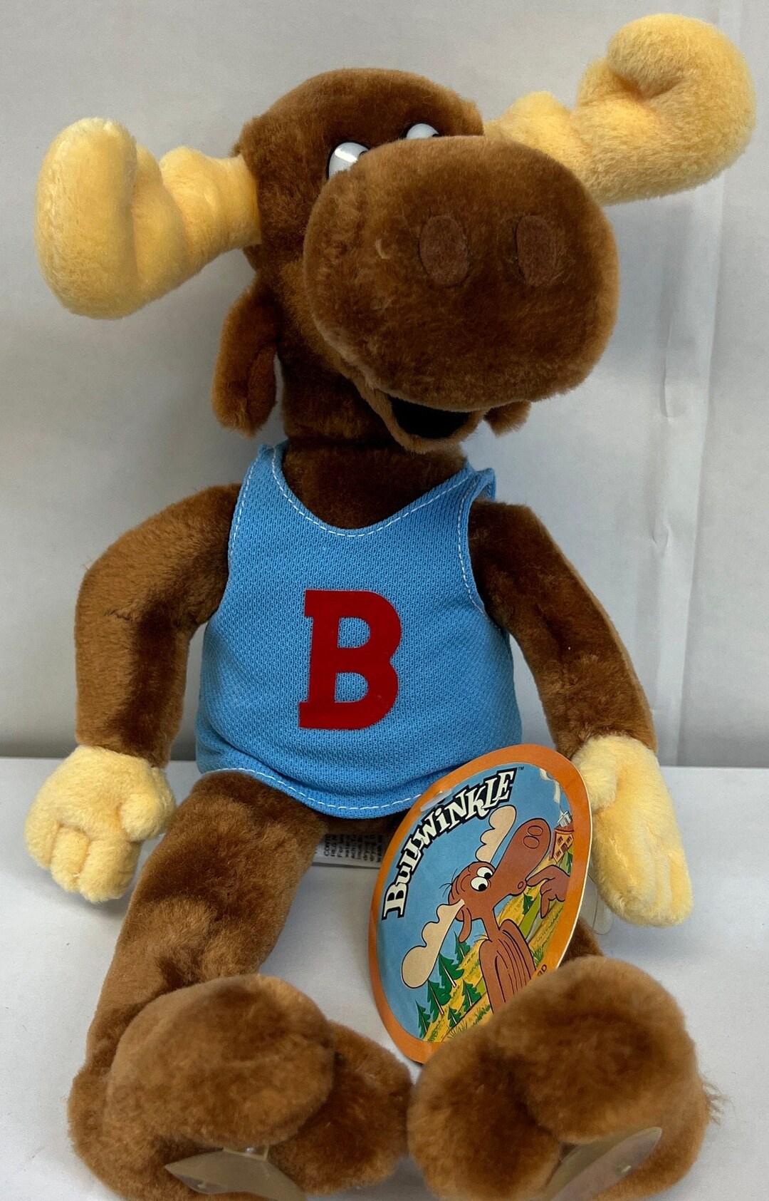 Moose Bullwinkle Stuffed Plush Toy 12" Blue Jersey 24K Toy Co Never ...