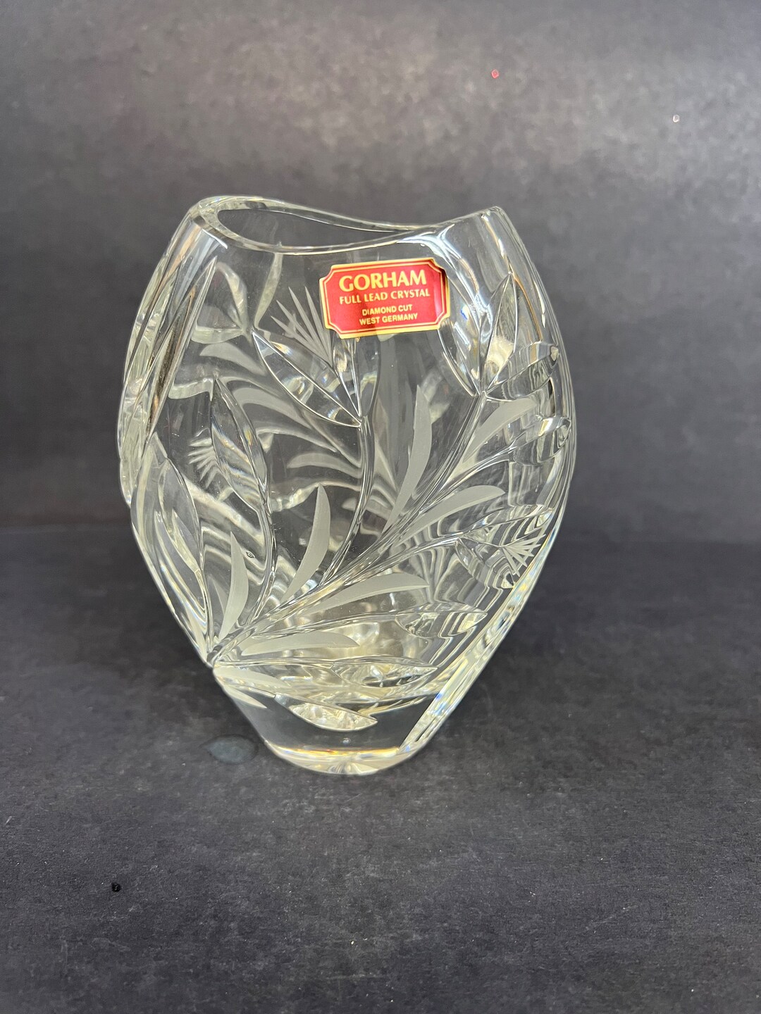 Vase Floral Etched Lead Crystal by Gorham, Stunningly Beautiful ...