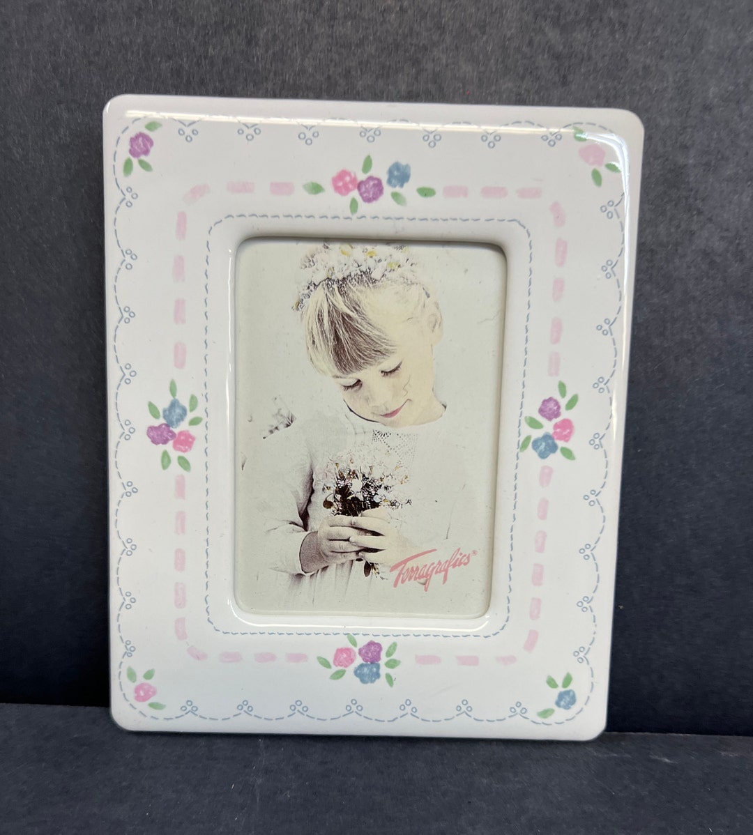 Picture Frame 5x7 Terragrahics White Laced Border With Flowers , by ...