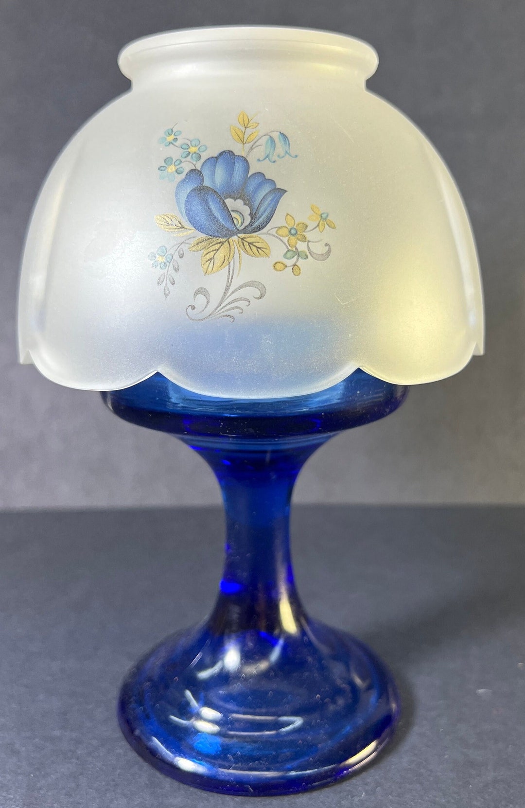 Cape Cod Hurricane Lamp, Beautiful Blue Floral Lamp, Brand New, Vintage ...