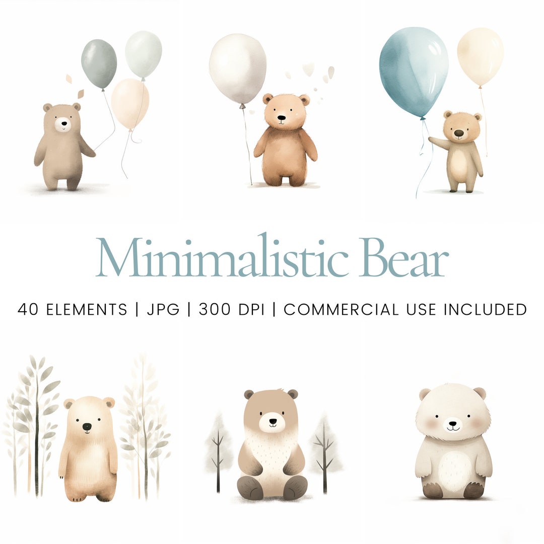 Bear Clipart 40 High Quality JPG Digital Planner, Junk Journaling ...