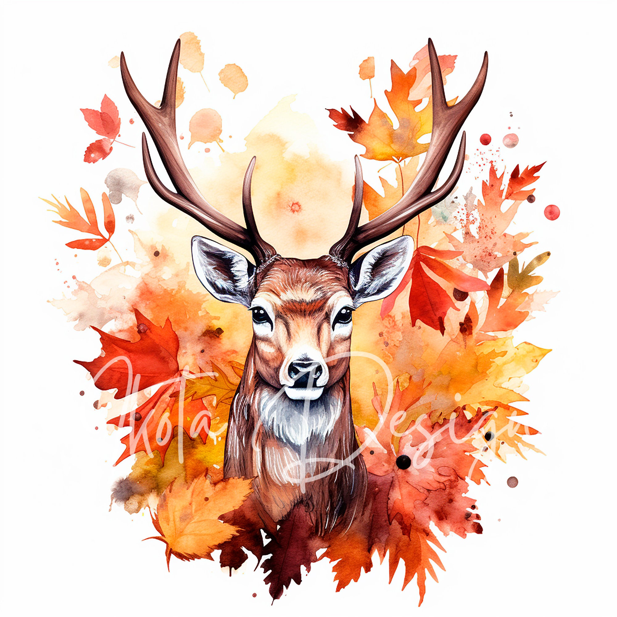 Deer in Fall Leaves Clipart 40 High Quality JPG Digital - Etsy