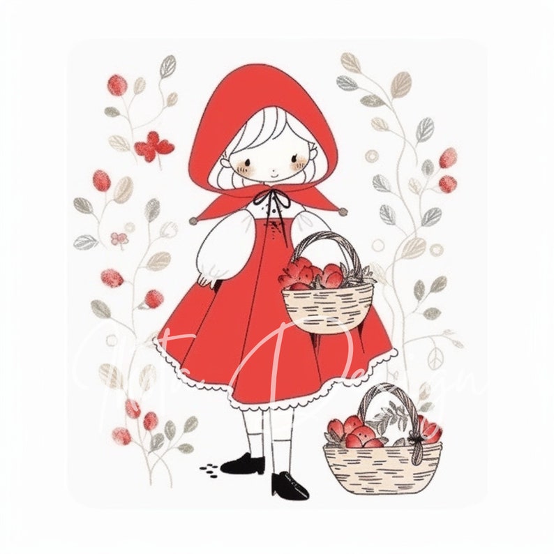 Little Red Riding Hood Clipart 40 High Quality Jpgs - Etsy