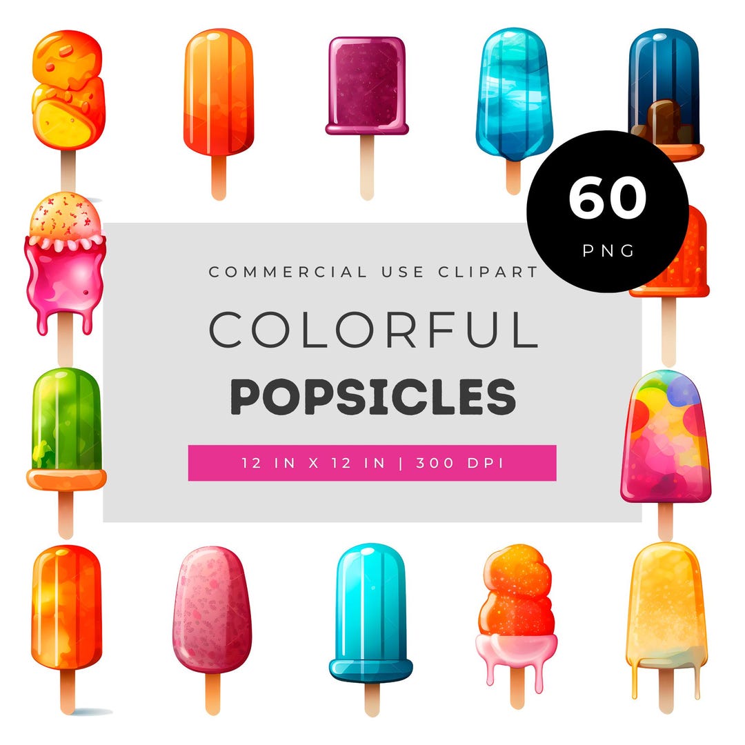 Popsicle Watercolor Clipart Bundle, Fruity Summer Treat Illustrations ...