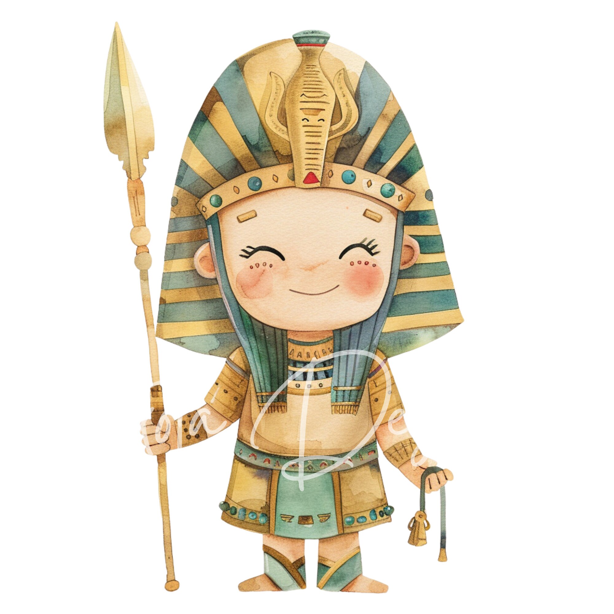 Cleopatra Pharaoh Clipart Set Cute Ancient Egypt Characters Watercolor ...
