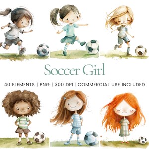 Soccer Girls Clipart - 40 High Quality Pngs - Digital Planner, Junk ...
