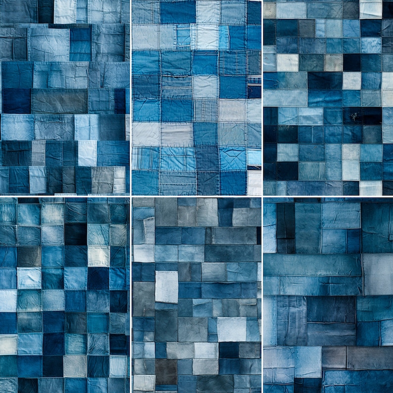 Denim Patchwork Digital Paper, Denim Seamless Repeat Pattern, Tumbler ...