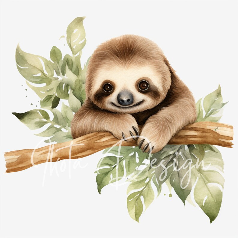 Adorable Cute Sloth Clipart 40 High Quality Jpgs Digital Planner, Junk ...
