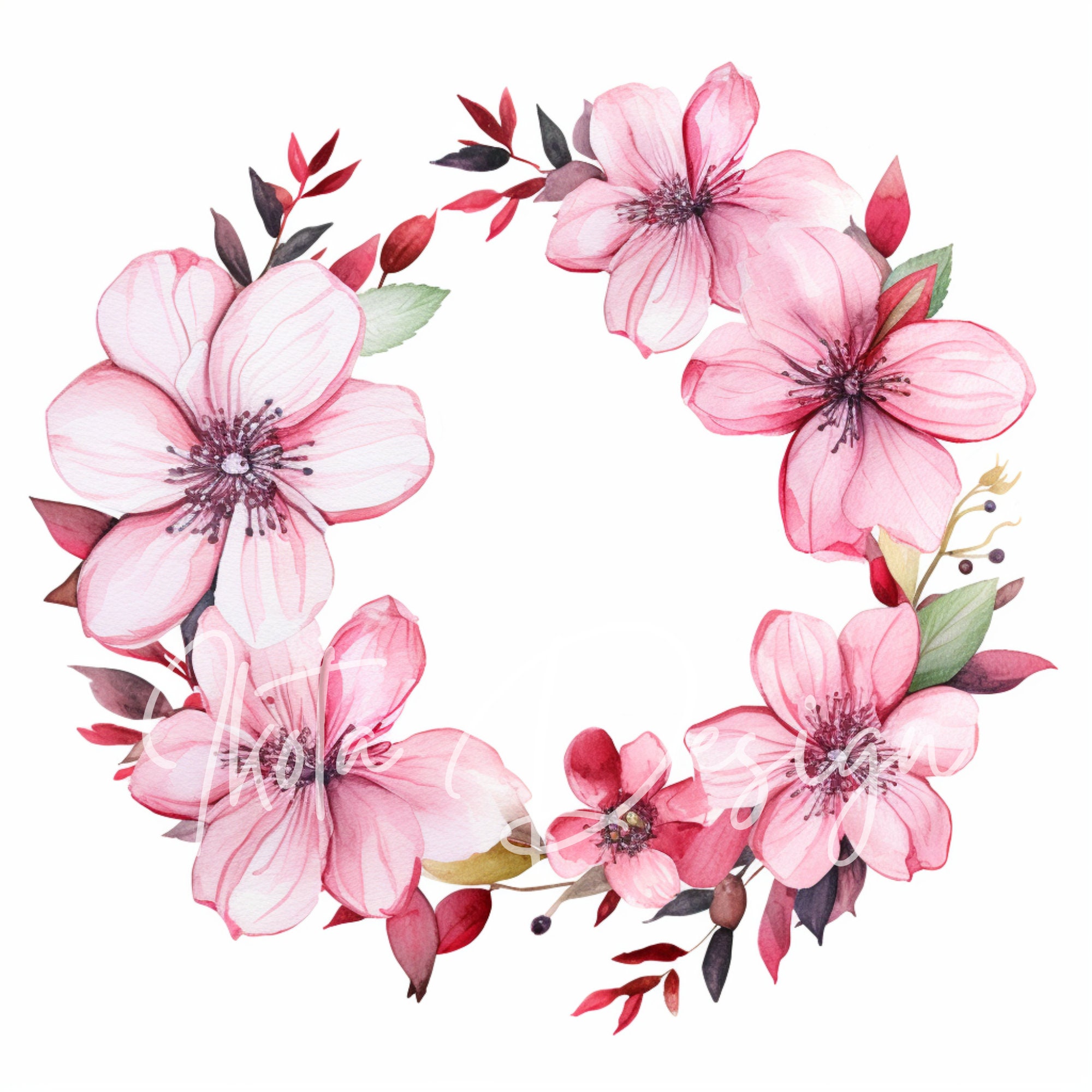 Pink Flower Wreath Clipart 40 High Quality Jpgs Digital Planner, Junk ...