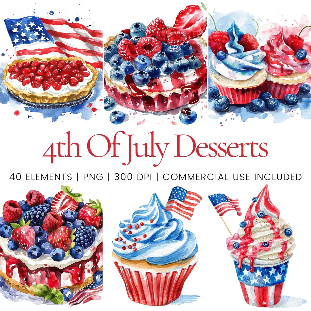 4th of July Desserts Clipart 40 High Quality Pngs Digital Planner, Junk ...