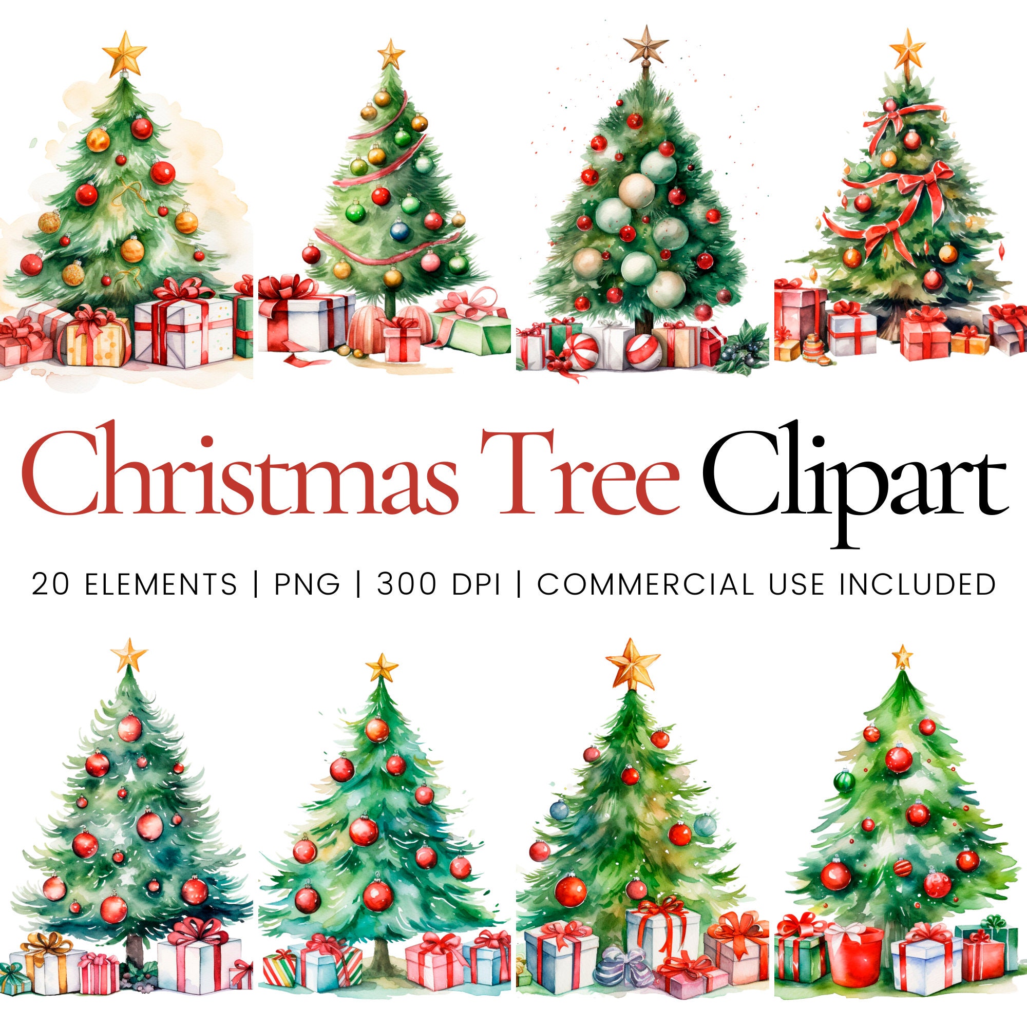 Christmas Tree Clipart 20 High Quality Pngs Digital - Etsy