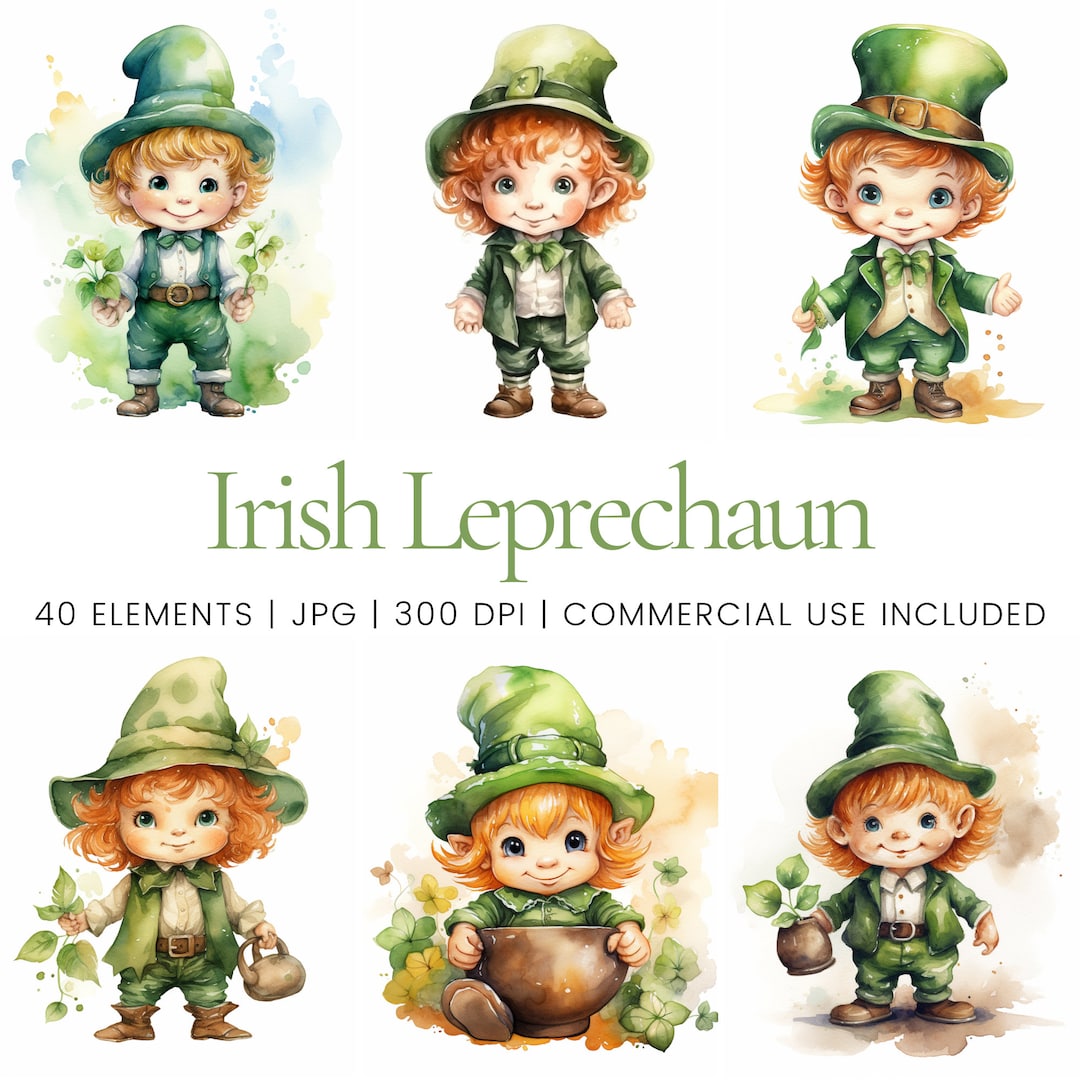 Irish Leprechaun Clipart 40 High Quality Jpgs Digital - Etsy