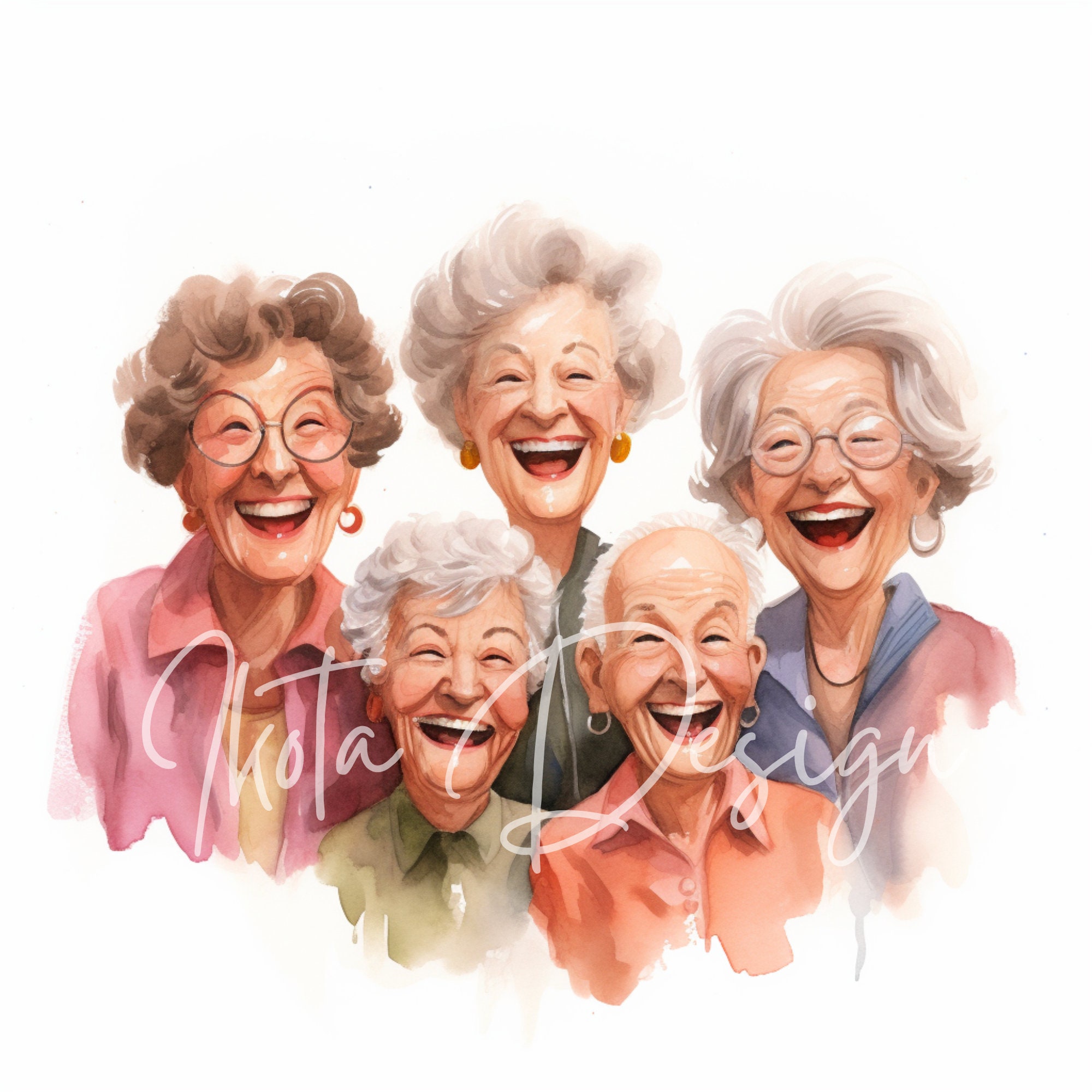 Happy Old Ladies Clipart 40 High Quality Jpgs Digital Planner, Junk ...