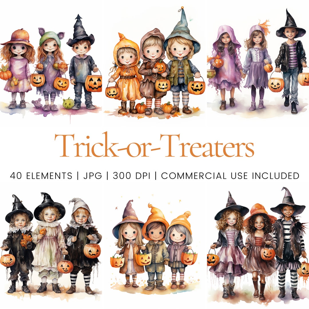 Trick-or-treaters Clipart 40 High Quality Jpgs Digital Planner, Junk ...