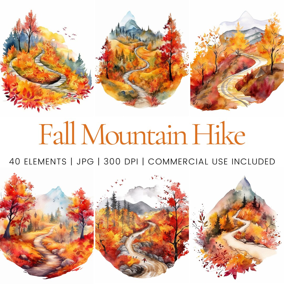 Fall Mountain Hike Clipart 40 High Quality Jpgs Digital - Etsy