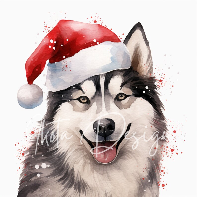 Christmas Husky Dog Clipart 40 High Quality Jpgs Digital Planner, Junk ...