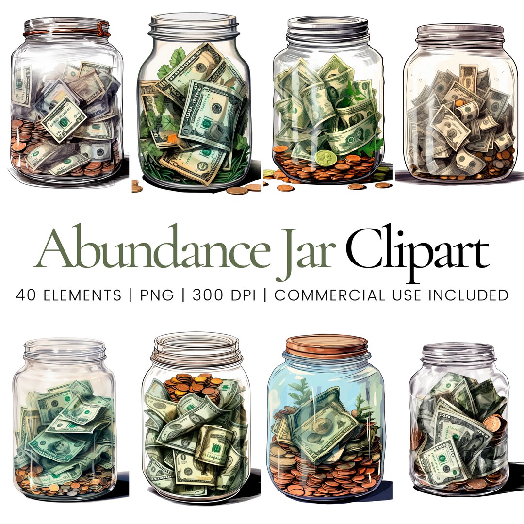 Abundance Jar Clipart - 40 High Quality Pngs - Digital Planner, Junk ...