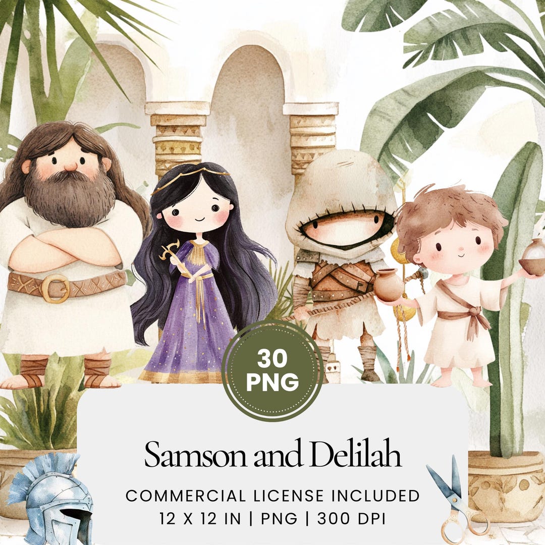 Samson & Delilah Clipart - 30 PNG - Digital Planner, Junk Journaling ...
