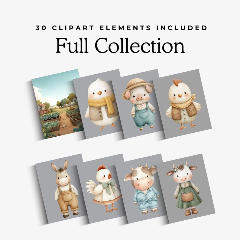 Farm Animal Watercolor Clipart Bundle, Cute Farm Friends Illustration ...