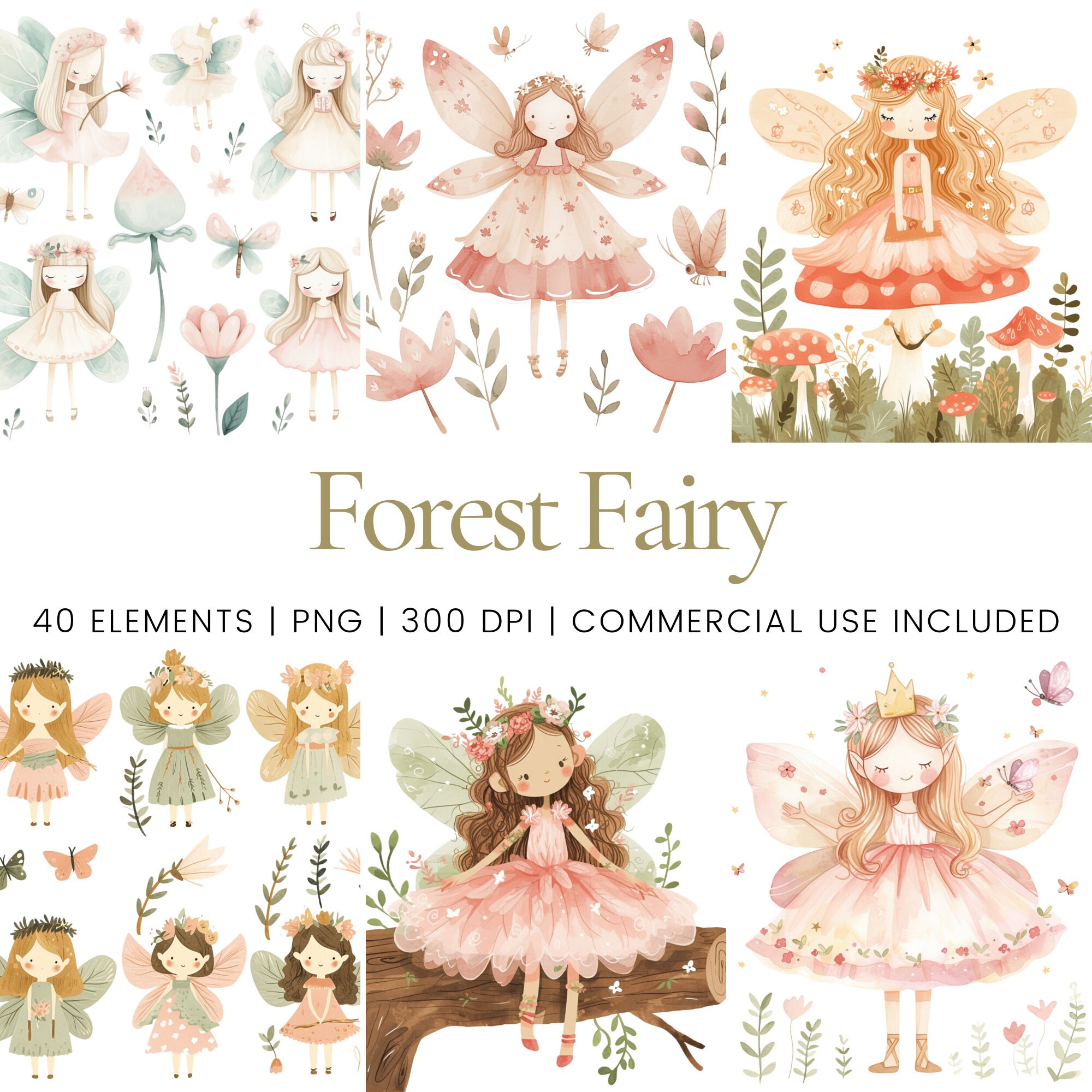 Forest Fairy Clipart 40 High Quality Pngs Digital Planner, Junk ...