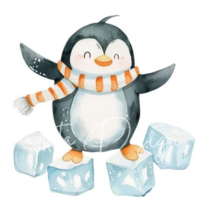 Baby Penguin on Ice Clipart - 40 High Quality PNG - Digital Planner ...