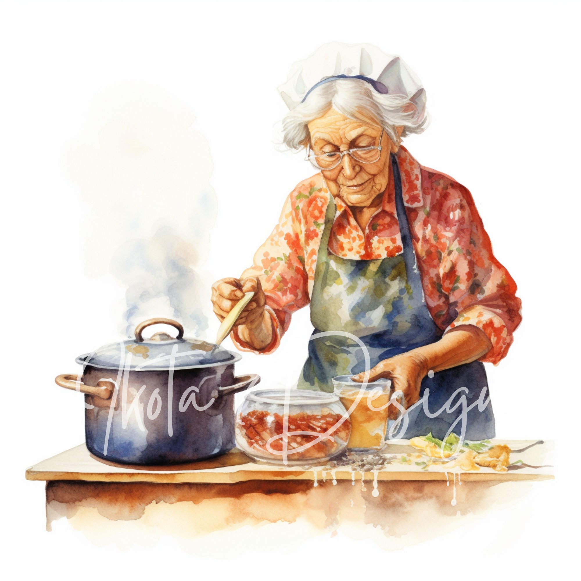 Grandma Cooking Clipart 40 High Quality JPG Digital Planner, Junk ...