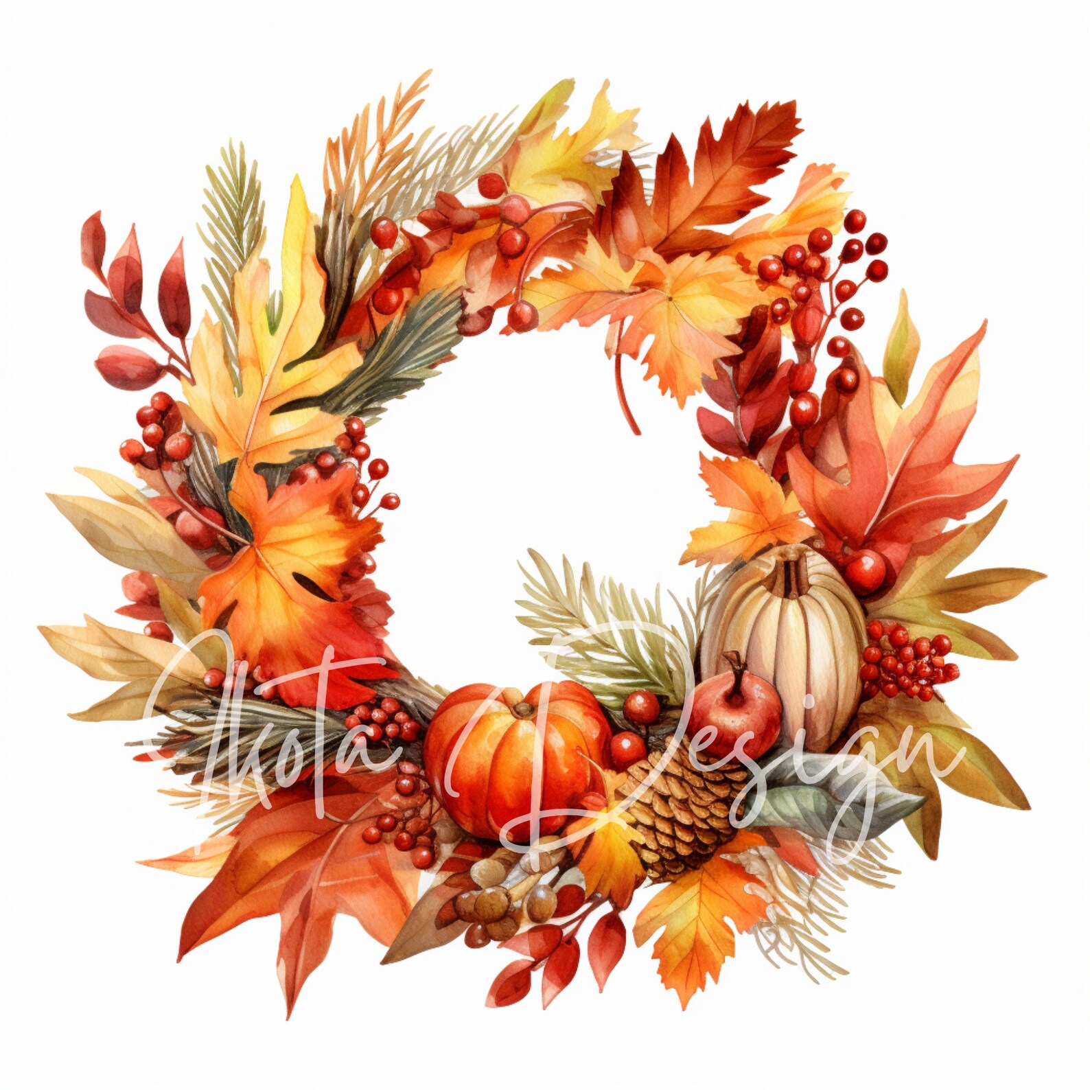 Thanksgiving Wreath Clipart 40 High Quality Jpgs Digital Planner, Junk ...