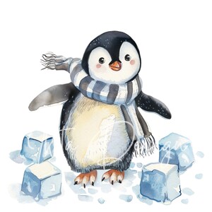 Baby Penguin on Ice Clipart - 40 High Quality PNG - Digital Planner ...