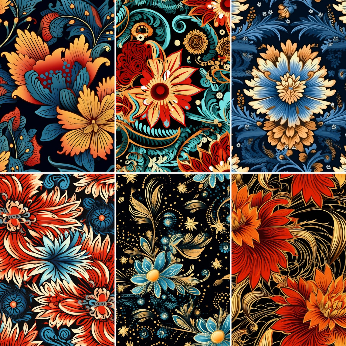 Traditional Batik Digital Paper, Denim Seamless Repeat Pattern, Tumbler ...