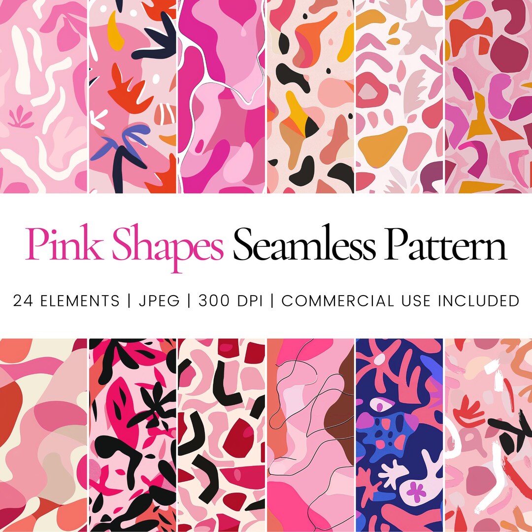Pink Organic Shapes Seamless Pattern Design, Abstract Printable ...