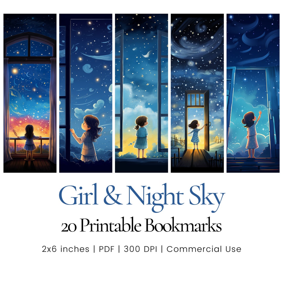 Kids' Night Sky Bookmark: Girl's Space Adventure, Bright Star, Open ...