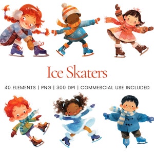 Ice Skater Kids Clipart - 40 High Quality Pngs - Digital Planner, Junk ...