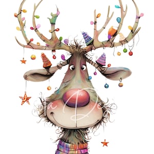 Whimsical Reindeer Clipart - 40 High Quality Pngs - Digital Planner ...