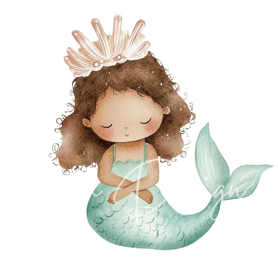 African American Mermaid Realm Clipart Underwater Castle Bundle Cute ...