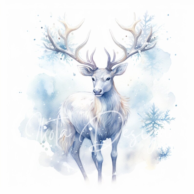 Magical Reindeer Clipart Collection, Winter Woodland Deer Illustrations ...