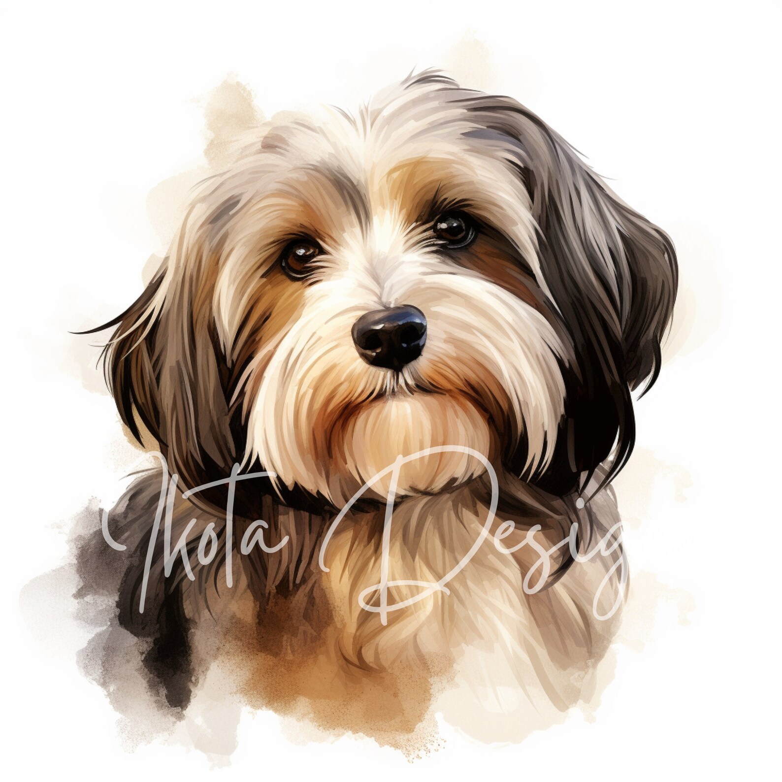 Watercolor Havanese Dog Clipart JPG, Cute Fluffy Puppy Illustration Set ...